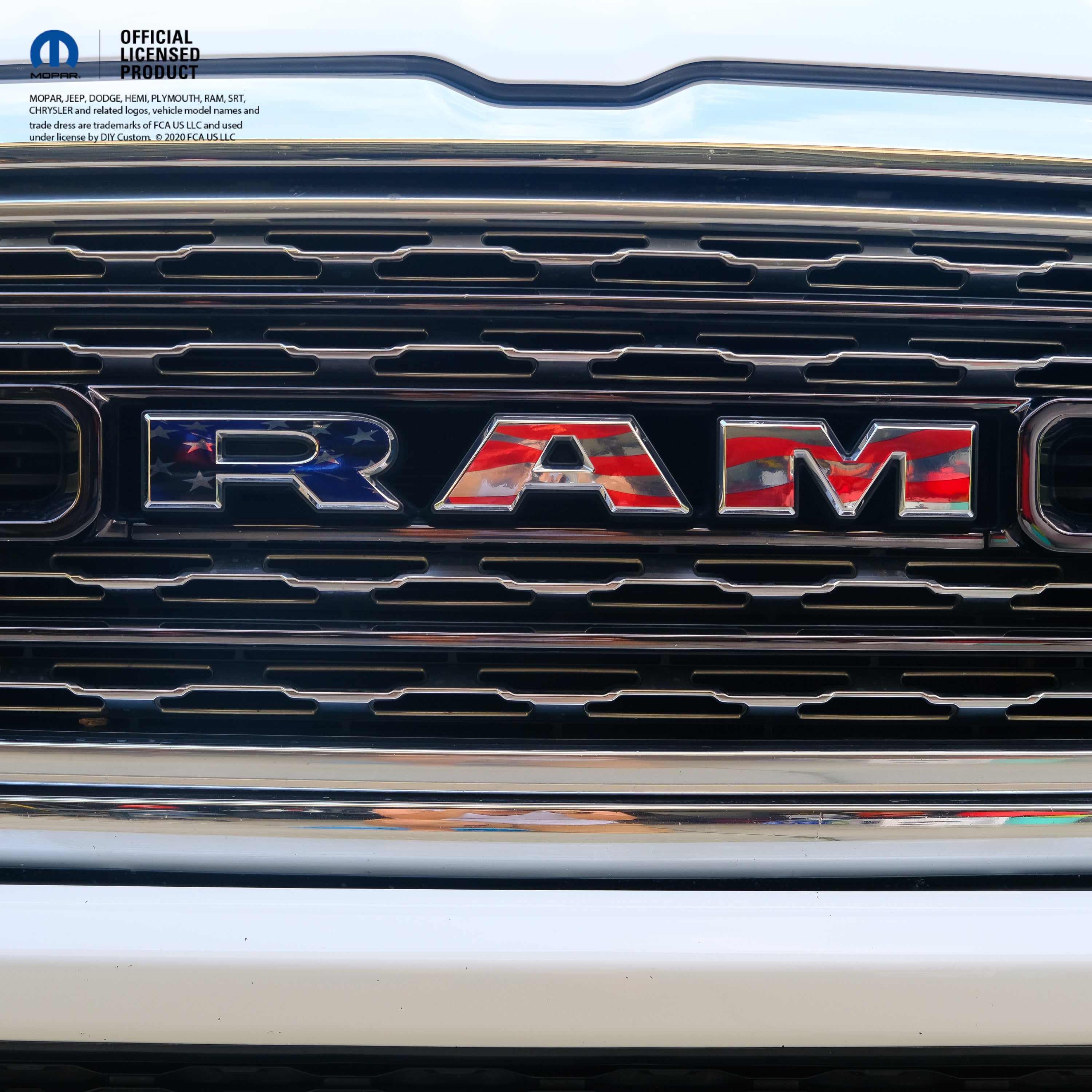Chrome RAM Emblem Overlay Decals AMERICAN FLAG | DIY Custom Rides