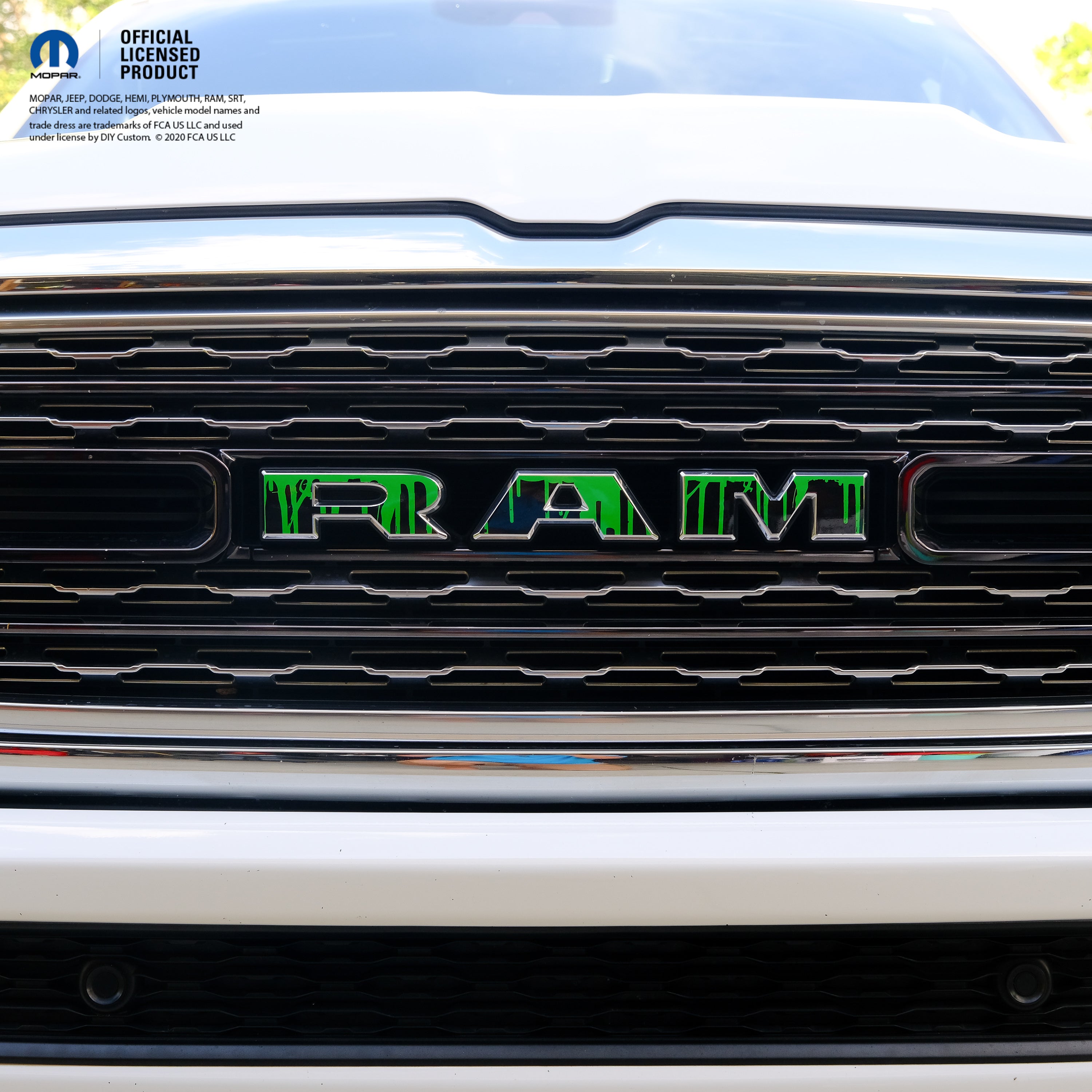RAM Grill Emblem Overlay Decals DRIPPING GREEN Fits 2009-2025 1500-550 ...