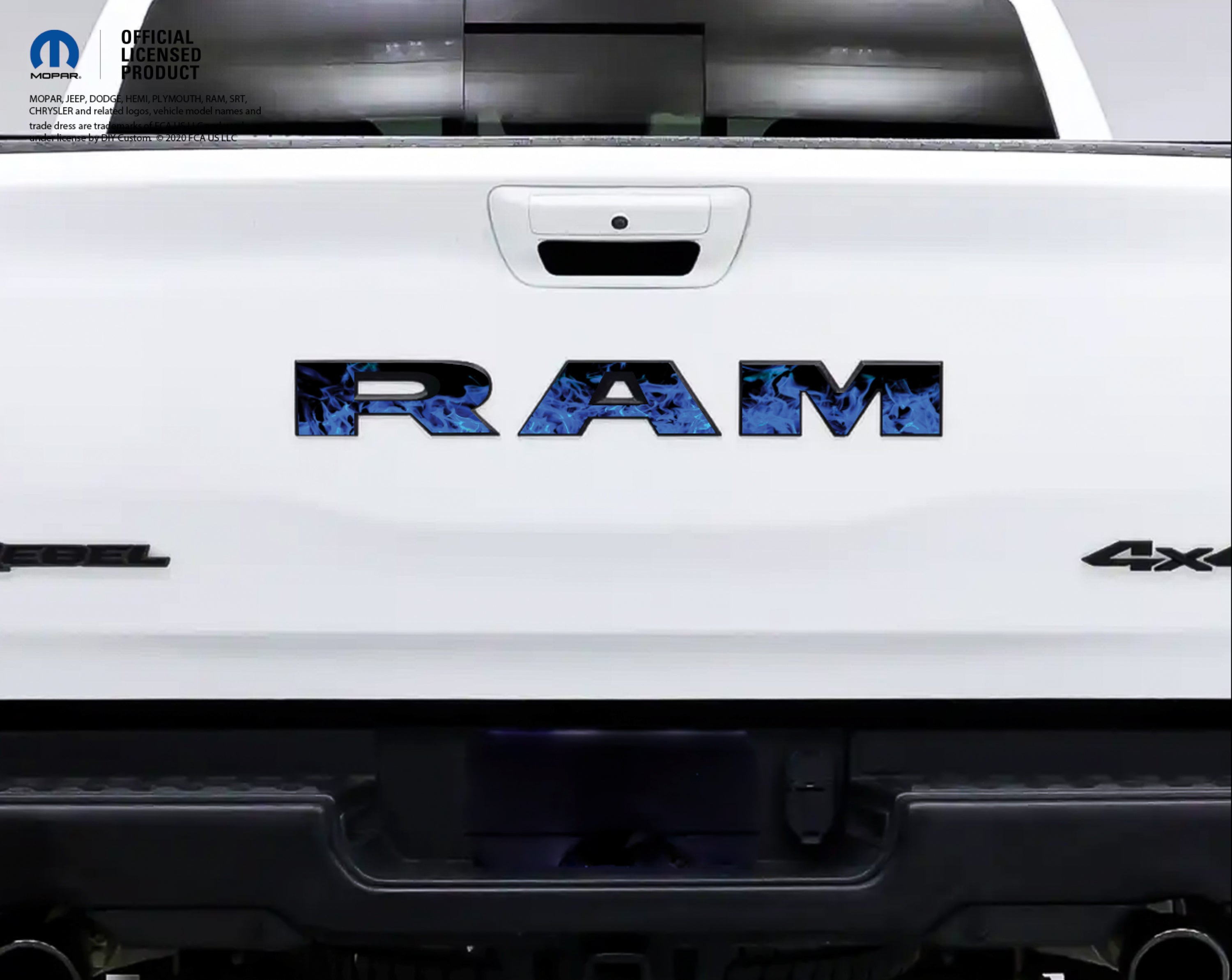 RAM Tailgate Letters Overlay Decals Blue Flames Fits 2009-2025 Trucks ...