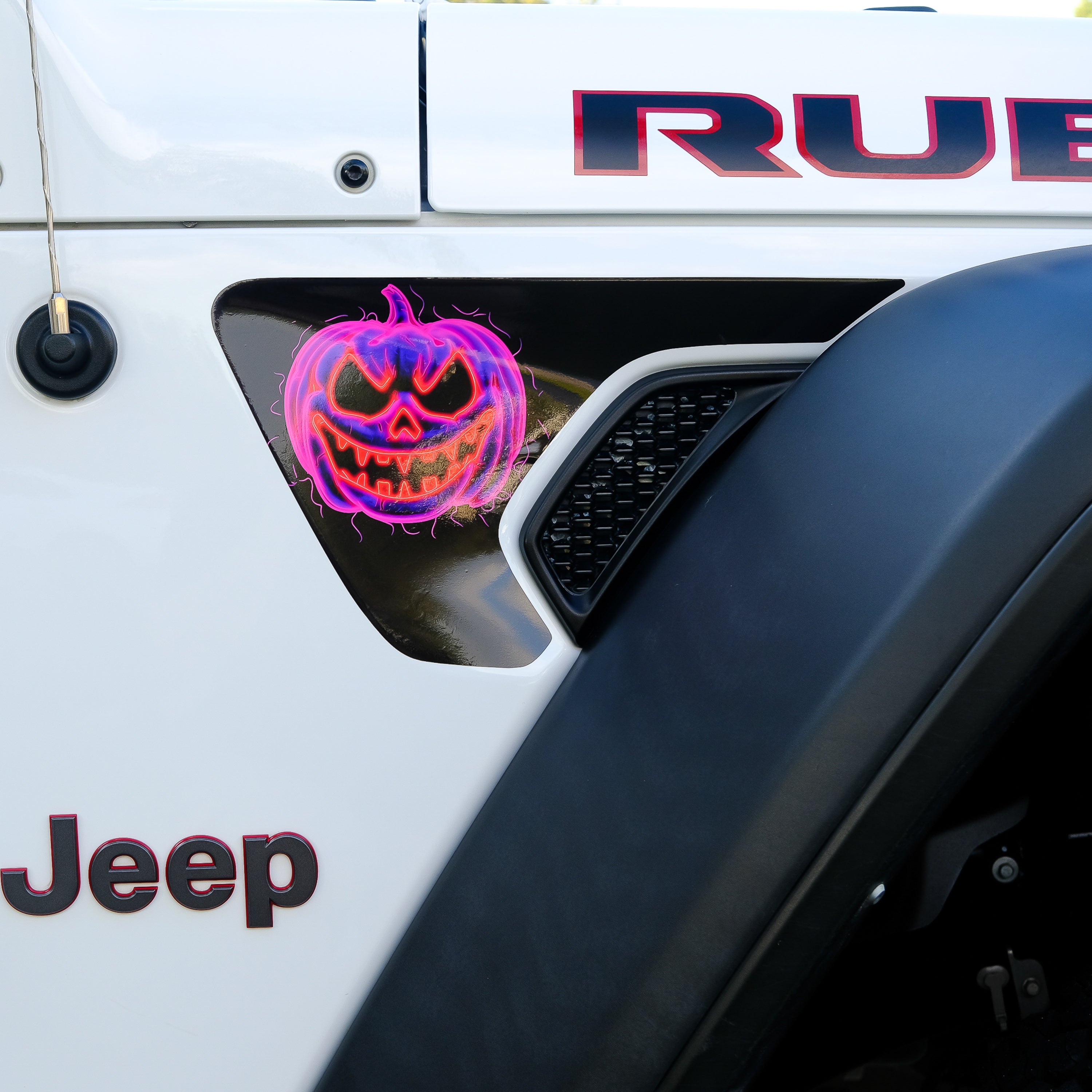 Jeep Fender Vent Vinyl "Neon Jack-O-Lantern" Decals Fits 2018-2025 Wra ...