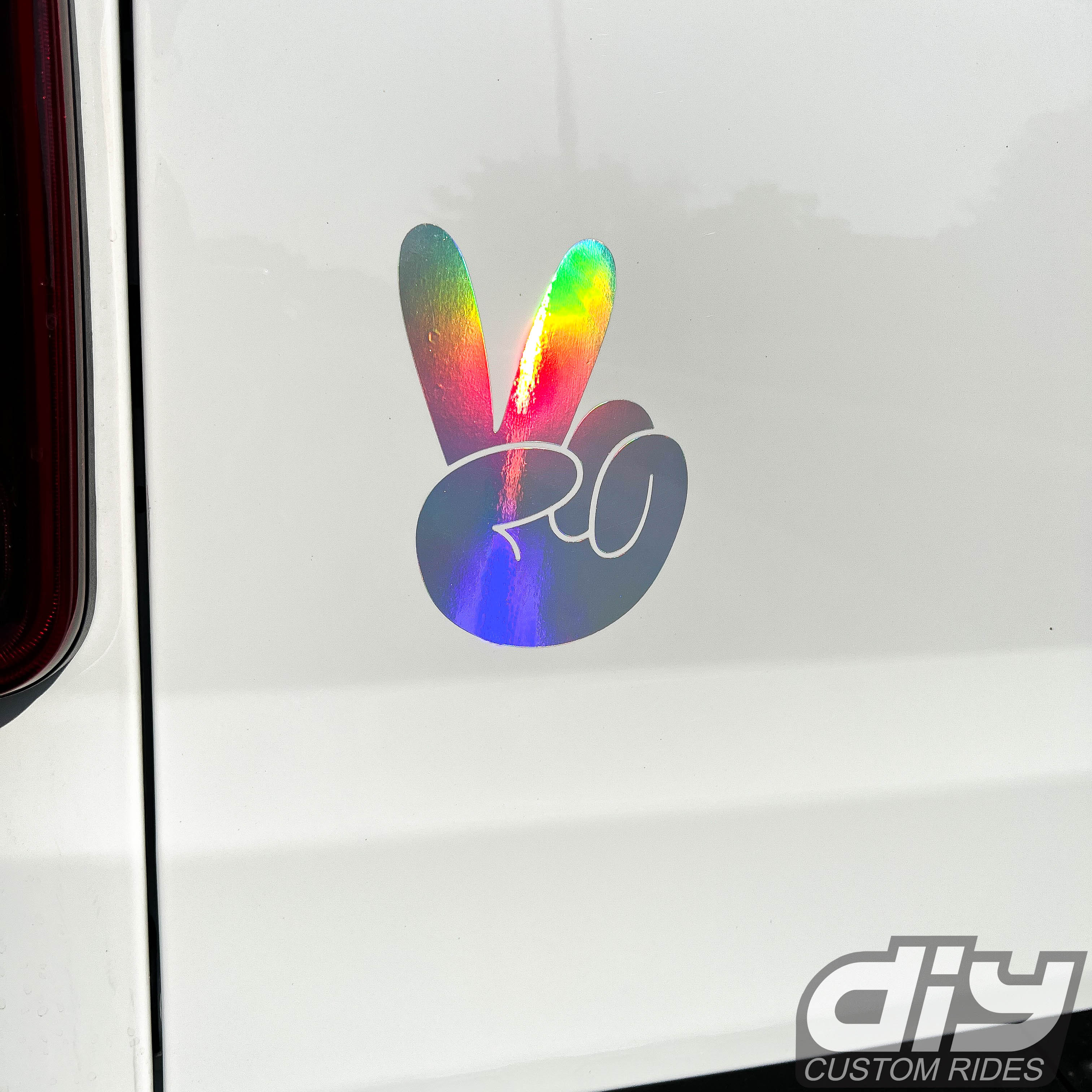 Holographic Peace Wave Fingers Decals Pair | DIY Custom Rides Holographic Peace Wave Fingers Decals Pair | DIY Custom Rides