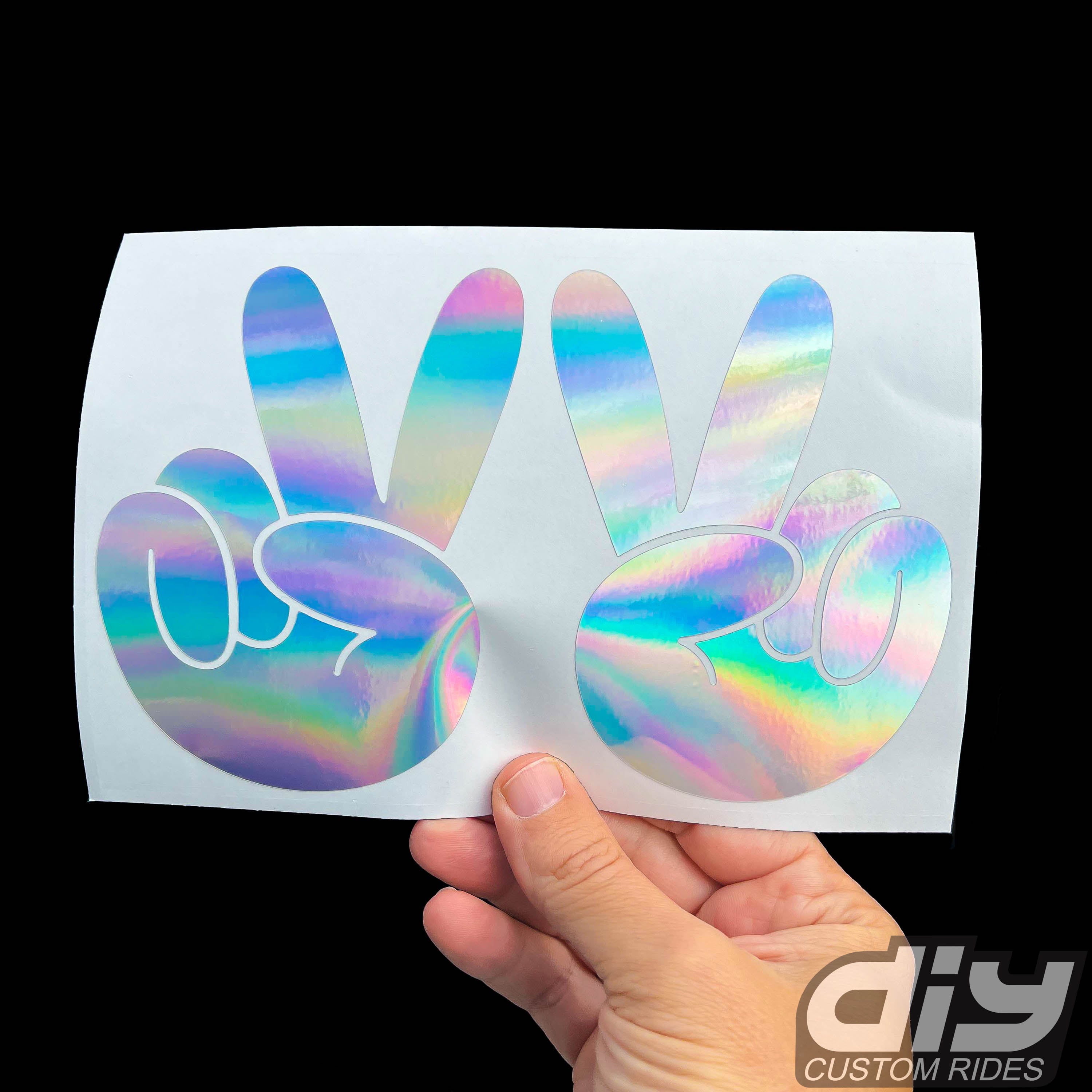 Holographic Peace Wave Fingers Decals Pair | DIY Custom Rides