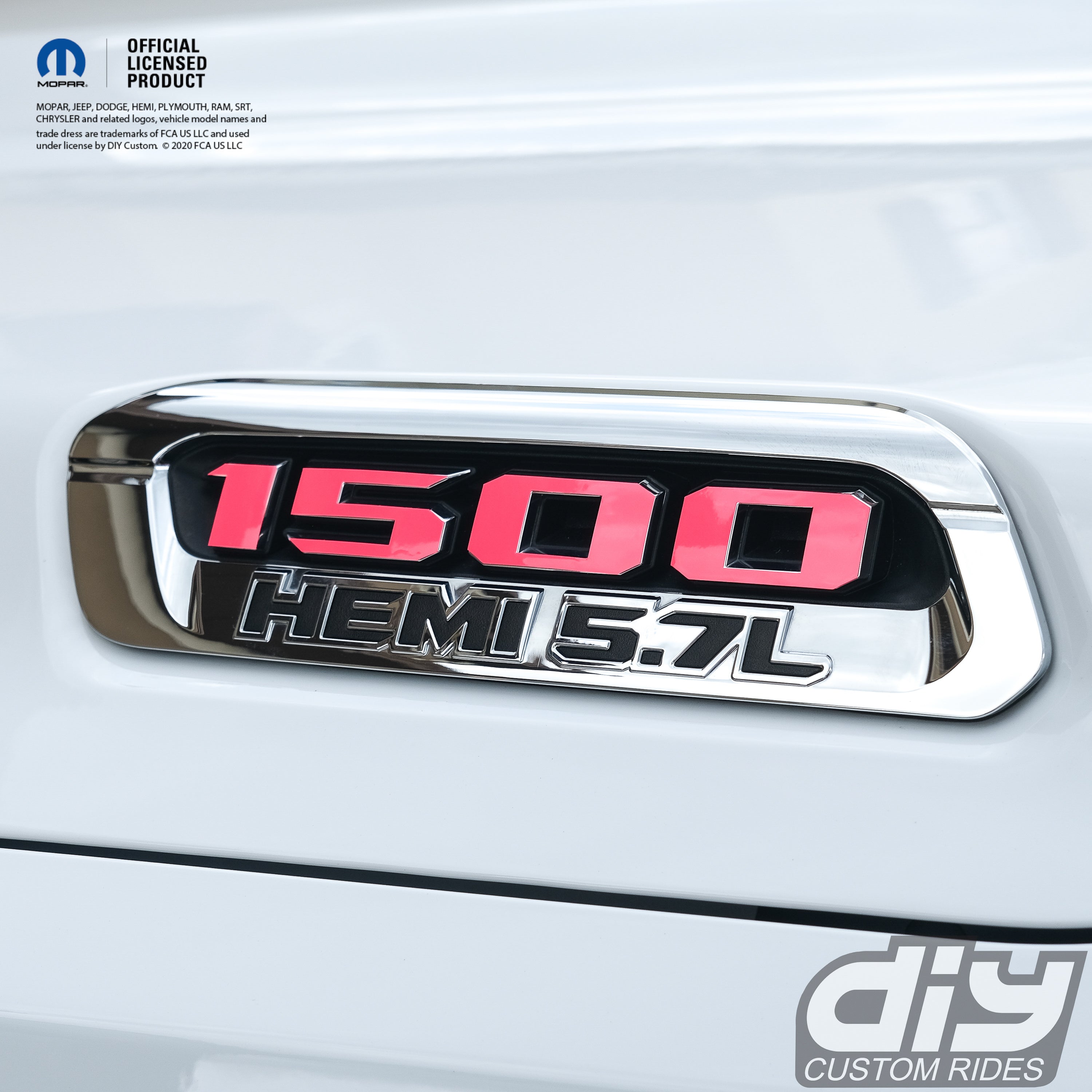 RAM 1500 Hood Emblem Overlay Decals L&R FLUORESCENT HOT PINK Fits 2019 ...