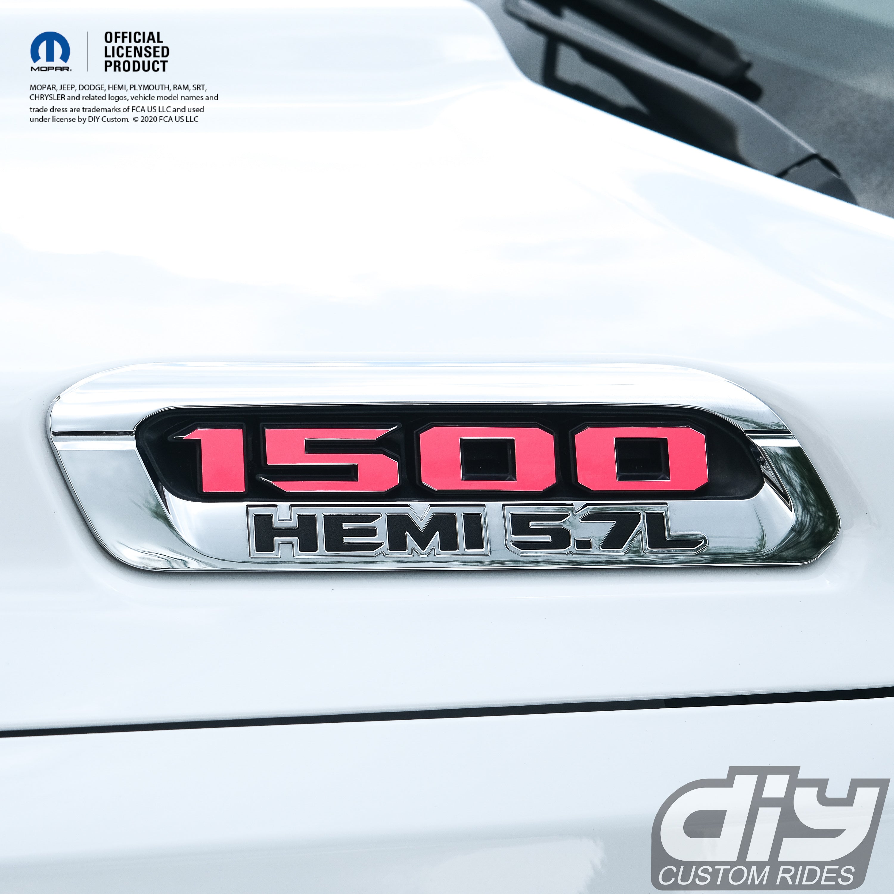 RAM 1500 Hood Emblem Overlay Decals L&R FLUORESCENT HOT PINK Fits 2019 ...