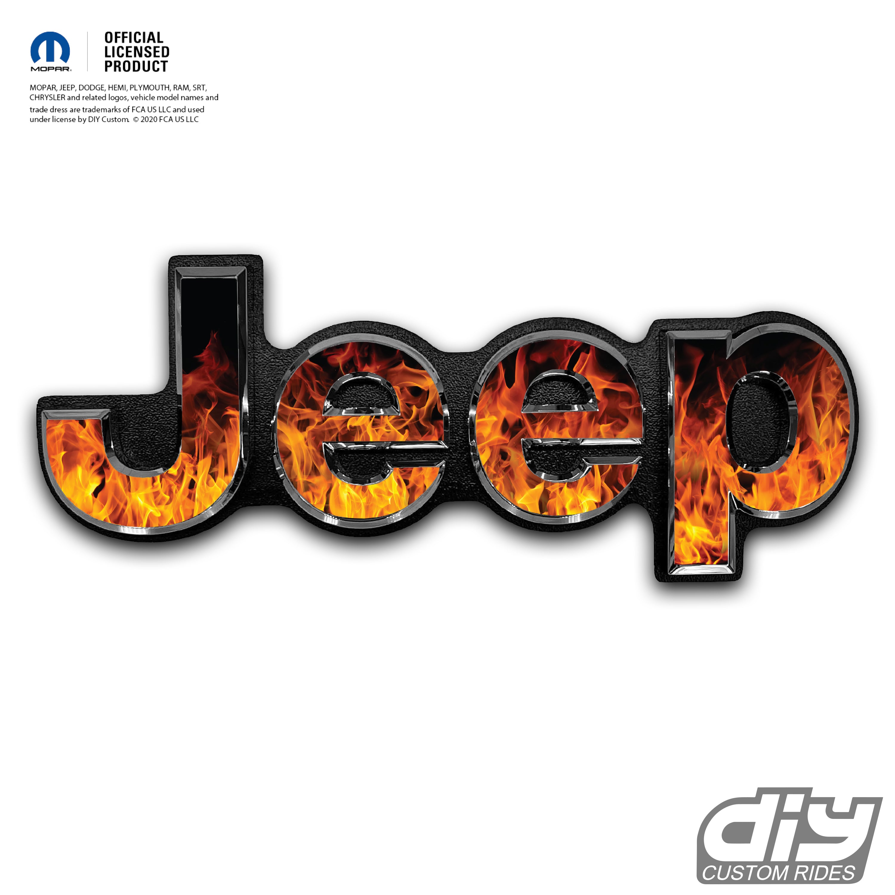 Jeep Emblem Overlay Decals - Real Flames | DIY Custom Rides