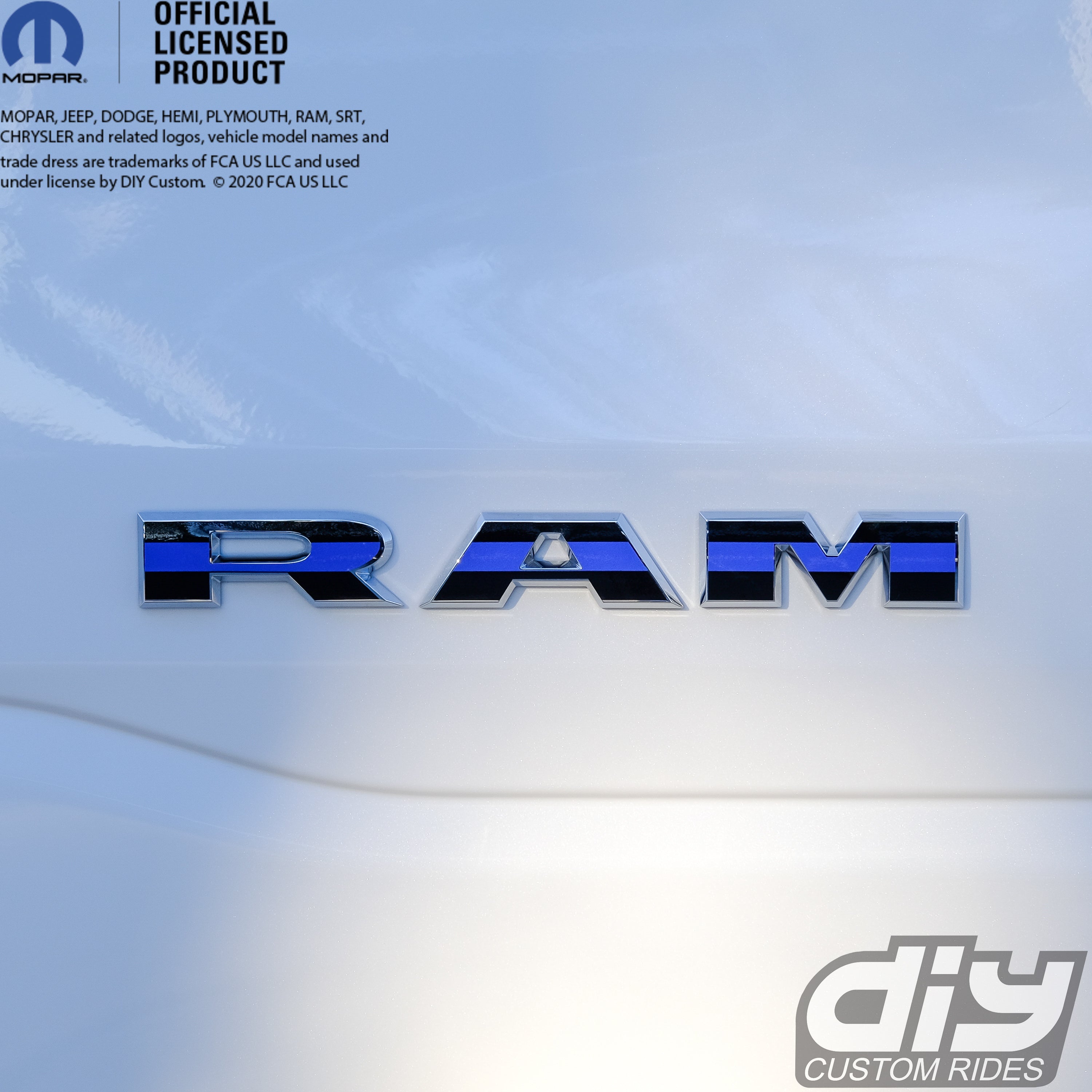 RAM Door x2 Emblem Overlay Decals L&R Thin Blue Line Fits 2019-2025 RA ...